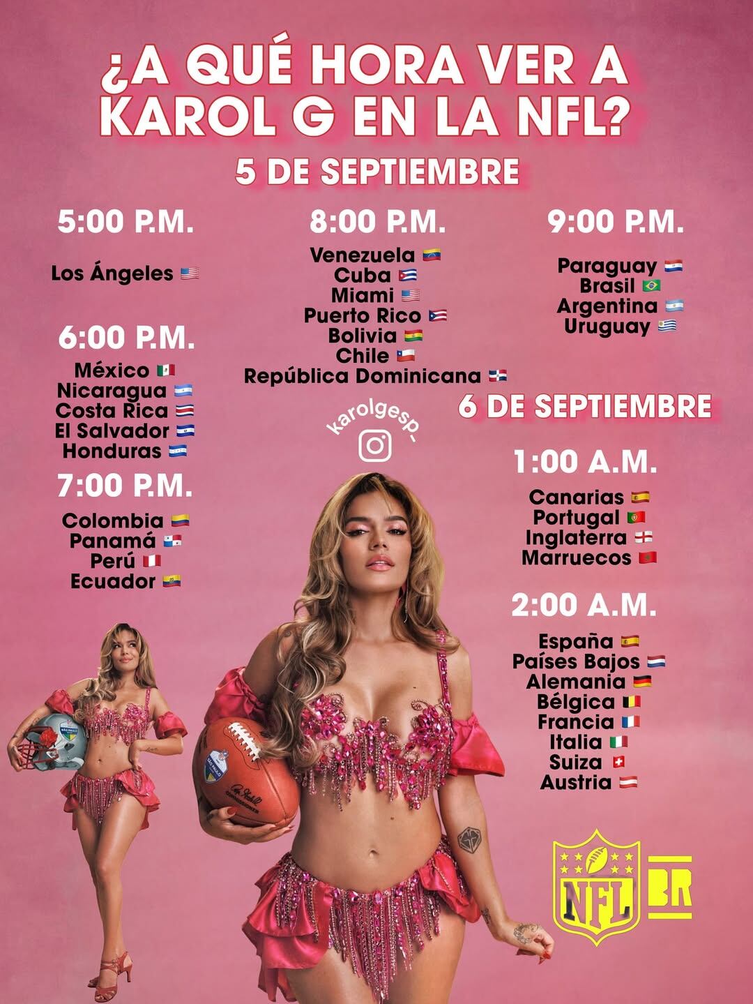 ¿A qué hora y dónde ver la presentación de Karol G EN VIVO en la NFL desde Colombia ...